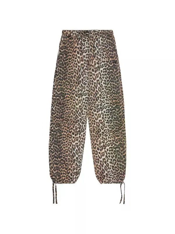 GANNI Leopard Print Cargo Pants - Black