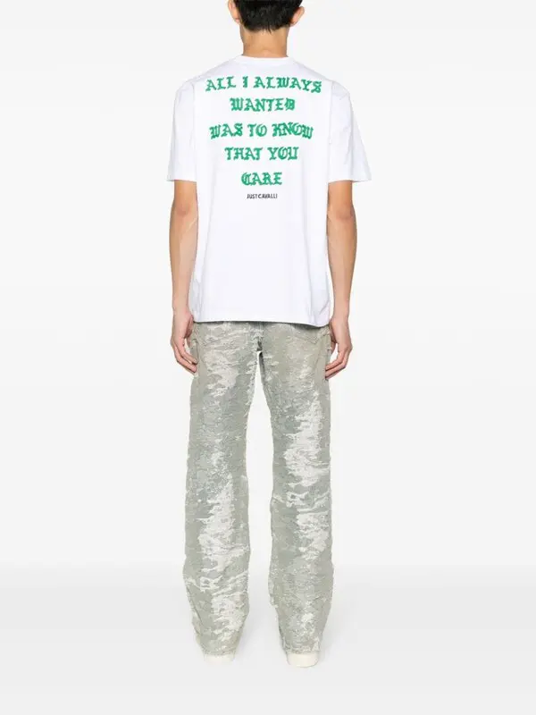 Just Cavalli Slogan-embroidered Cotton T-shirt