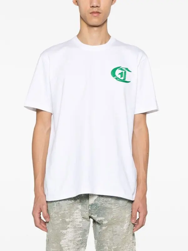 Just Cavalli Slogan-embroidered Cotton T-shirt