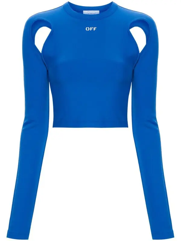 Off-White Logo-stamp Cut-out Blouse - Blue