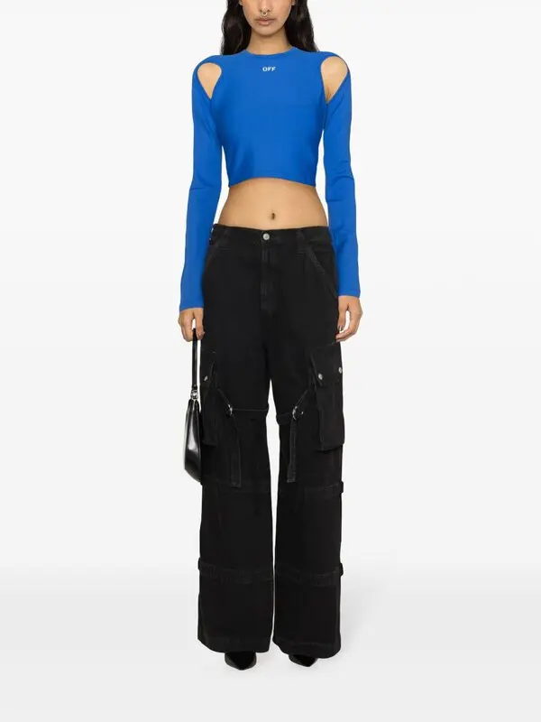 Off-White Logo-stamp Cut-out Blouse - Blue