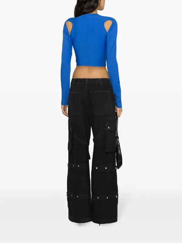 Off-White Logo-stamp Cut-out Blouse - Blue