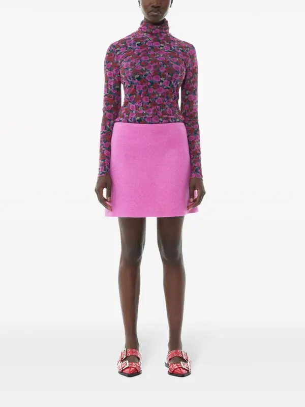 GANNI Recycled Wool-blend Miniskirt - Pink