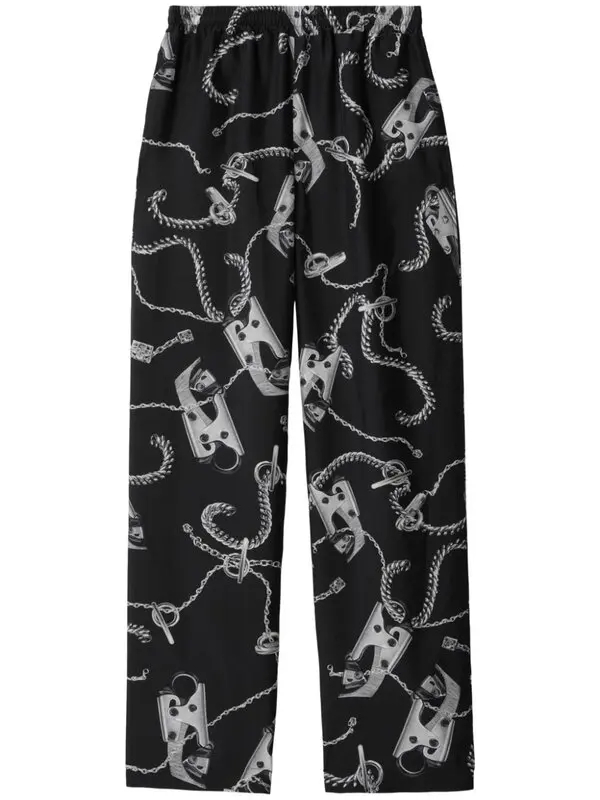 Burberry Knight Hardware Silk Trousers - Black