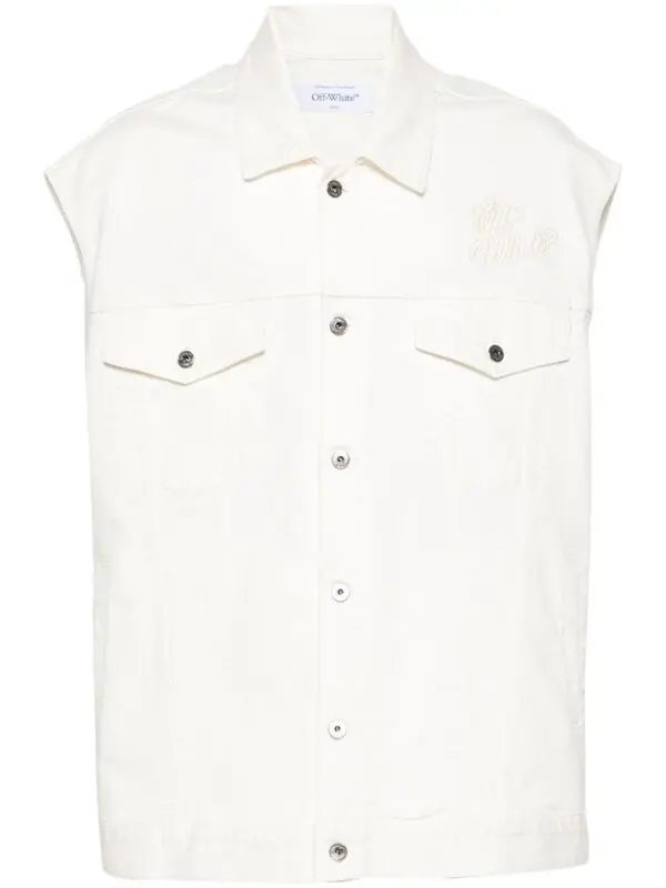 Off-White Logo-embroidered Denim Gilet - White