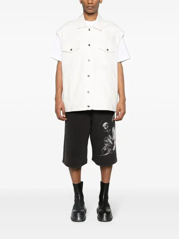 Off-White Logo-embroidered Denim Gilet - White