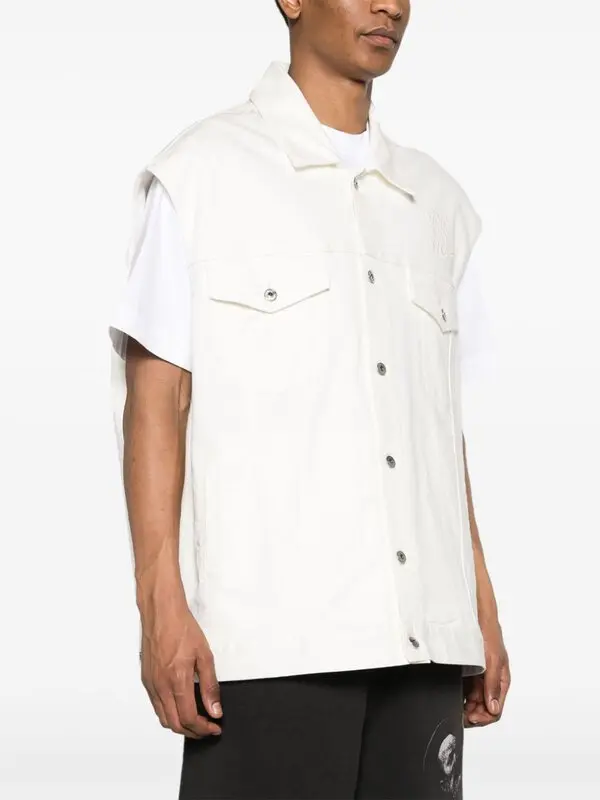 Off-White Logo-embroidered Denim Gilet - White