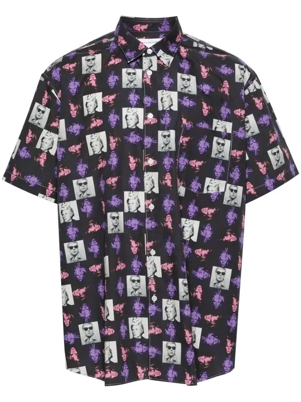 Comme Des Garçons Andy Warhol-print Poplin Shirt - Black