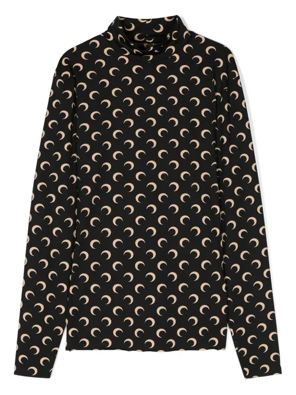 MARINE SERRE Regenerated Second Skin Top With Moon Print - Brown