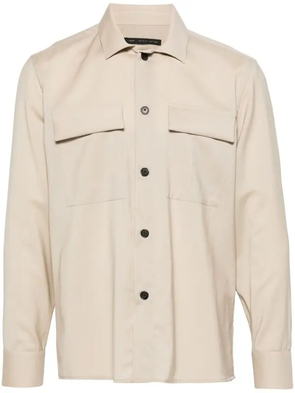 LOW BRAND Patch-pocket Virgin-wool Shirt
