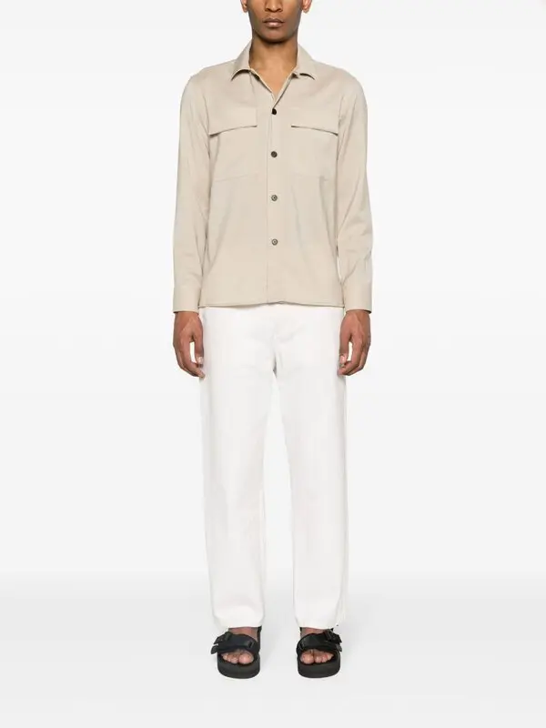 LOW BRAND Patch-pocket Virgin-wool Shirt
