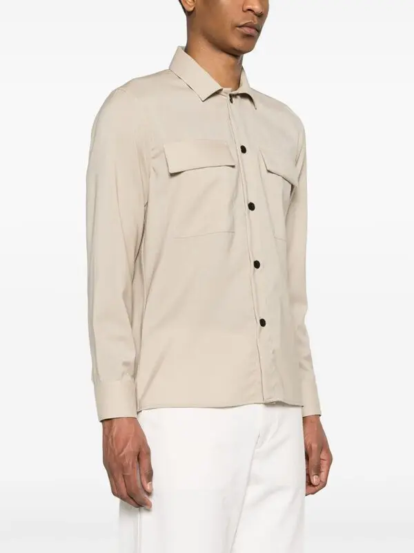 LOW BRAND Patch-pocket Virgin-wool Shirt