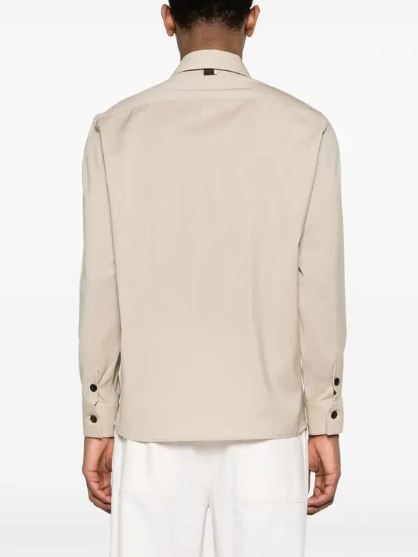 LOW BRAND Patch-pocket Virgin-wool Shirt