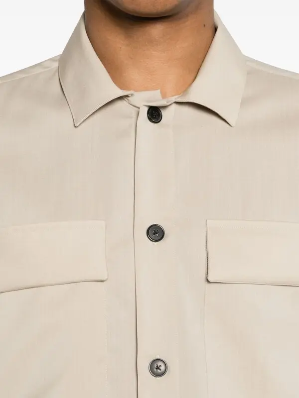 LOW BRAND Patch-pocket Virgin-wool Shirt