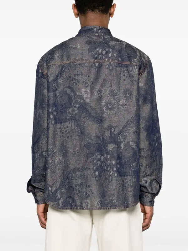 Etro Patterned-jacquard Denim Shirt