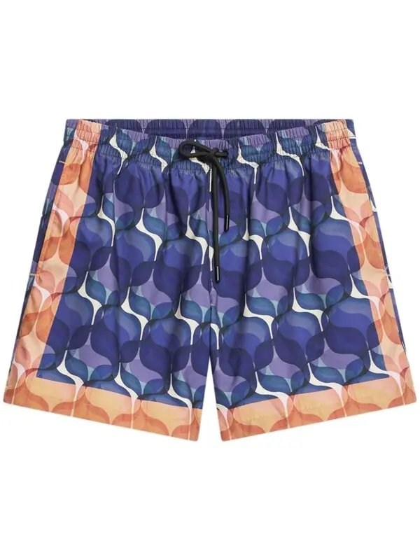 Dries Van Noten Geometric-print Swim Shorts - Blue