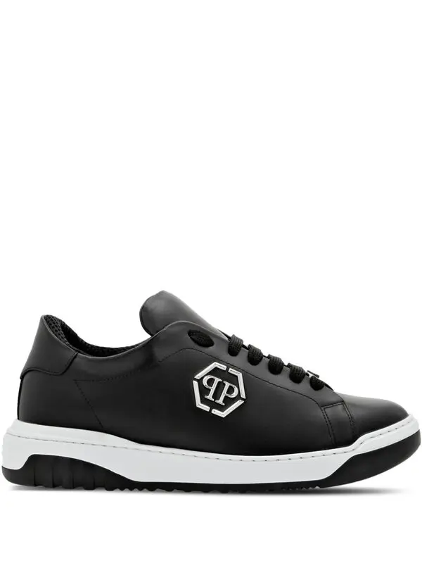 Philipp Plein Logo-appliqué Leather Sneakers - Black