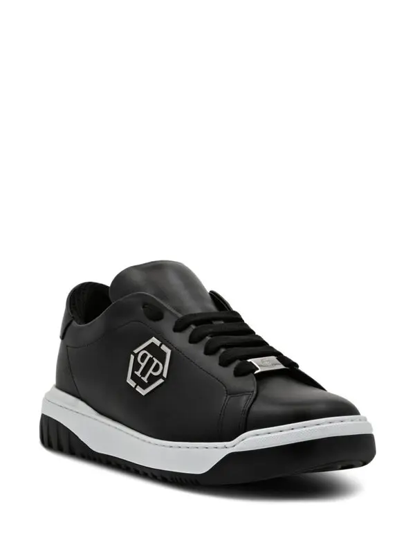 Philipp Plein Logo-appliqué Leather Sneakers - Black