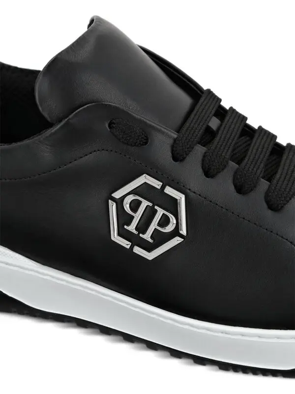 Philipp Plein Logo-appliqué Leather Sneakers - Black