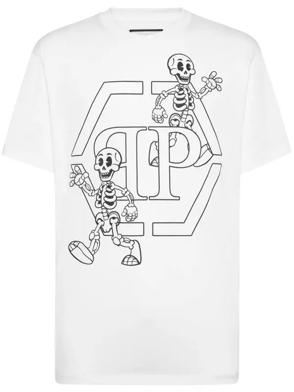 Philipp Plein Skeleton-print Cotton T-shirt - White