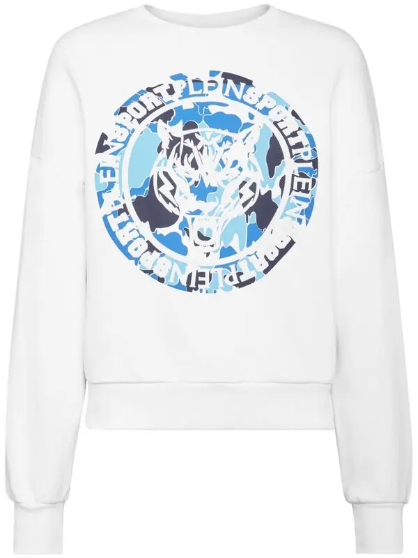 PLEIN SPORT Carbon Tiger Cotton Sweatshirt - White