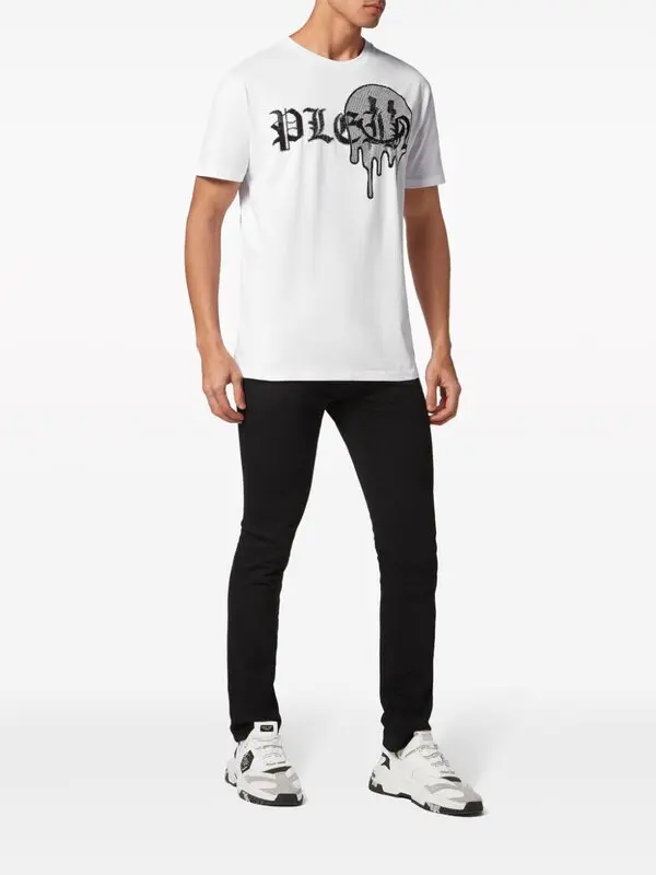 Philipp Plein Rhinestone-logo Cotton T-shirt - White