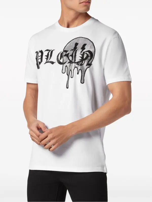 Philipp Plein Rhinestone-logo Cotton T-shirt - White