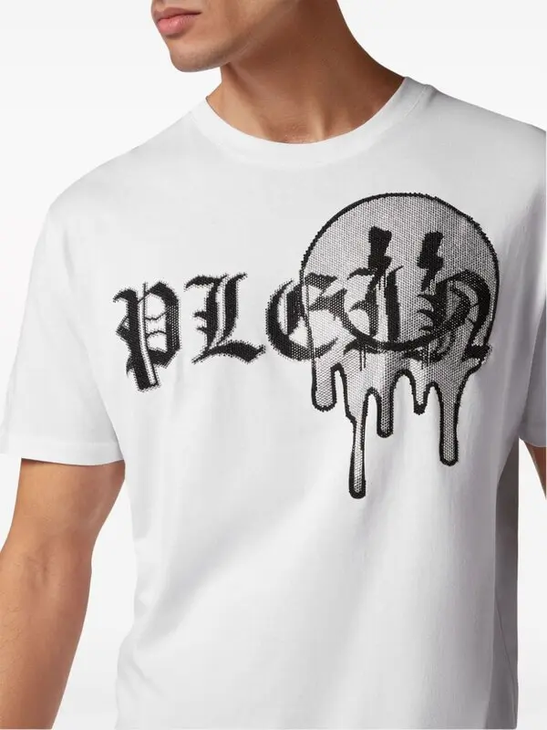 Philipp Plein Rhinestone-logo Cotton T-shirt - White