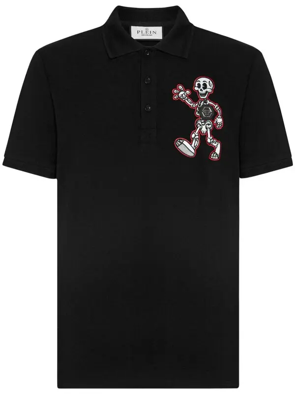Philipp Plein Skully Gang Cotton Polo Shirt - Black