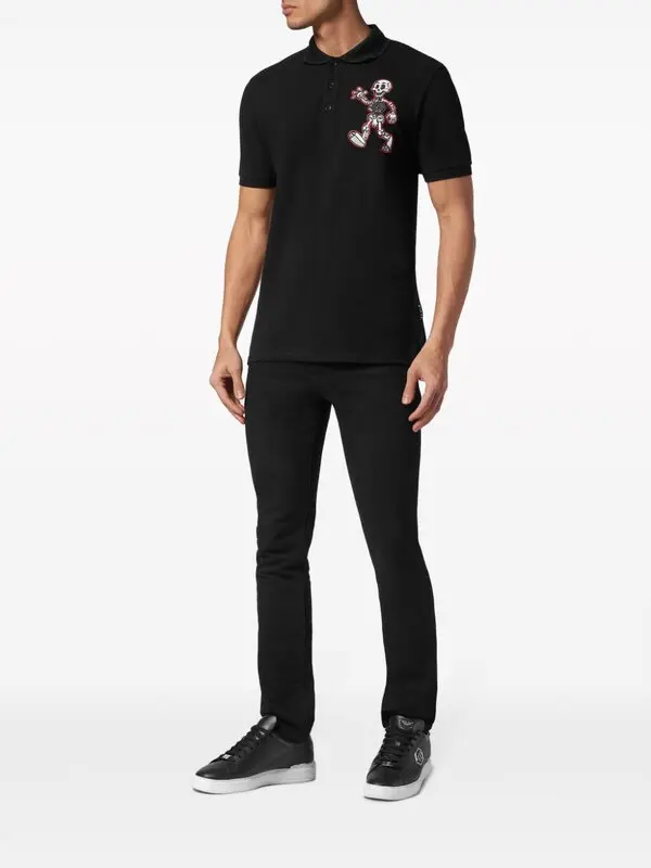 Philipp Plein Skully Gang Cotton Polo Shirt - Black