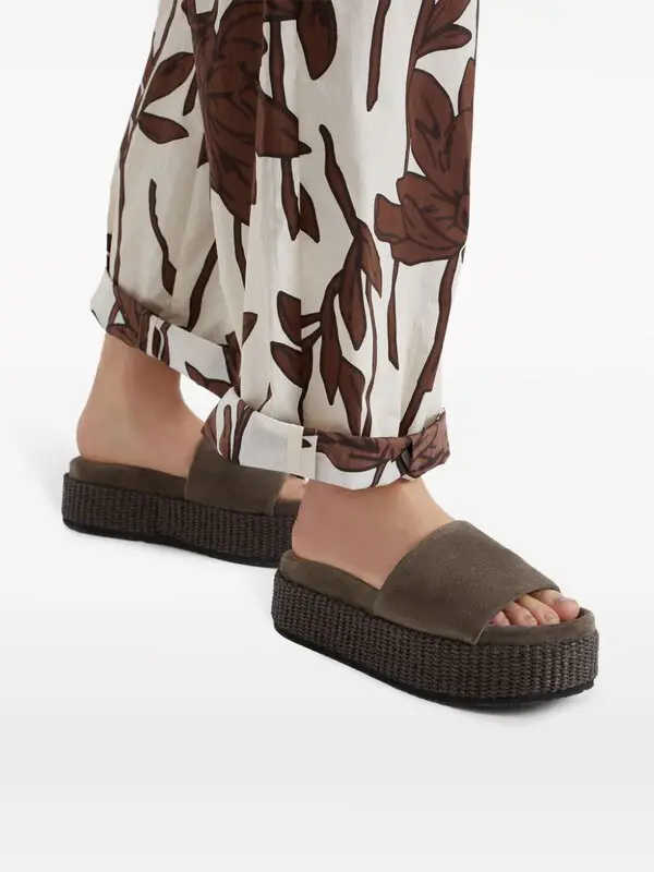 Brunello Cucinelli Suede Flatform Slides