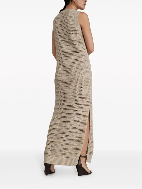 Brunello Cucinelli Open-knit Cotton-blend Maxi Dress