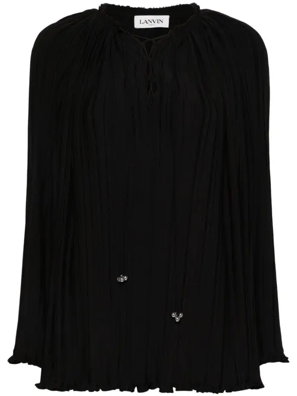 LANVIN Long-sleeve Pleated Blouse - Black