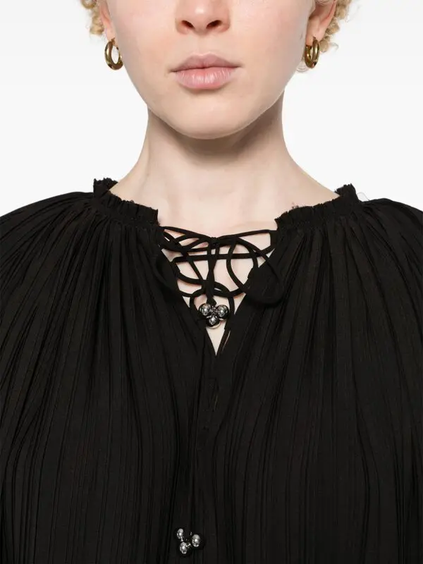 LANVIN Long-sleeve Pleated Blouse - Black