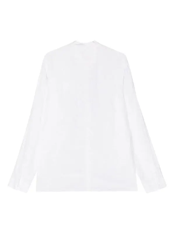 Transit Ribbed-band Collar Linen Shirt - White