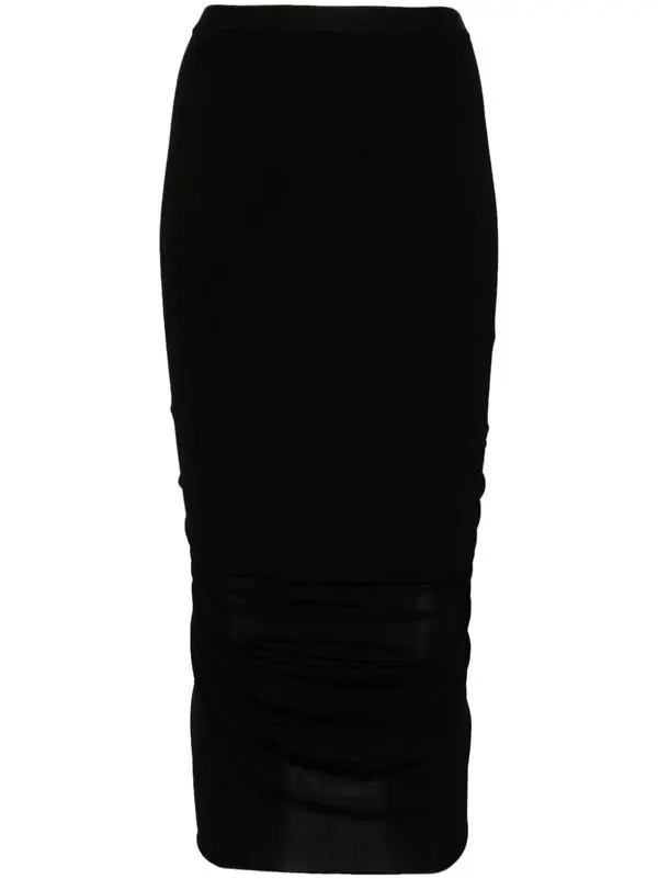 Rick Owens Ruched Midi Skirt
