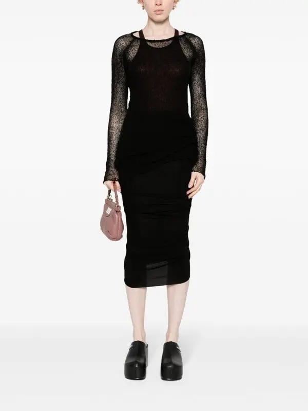 Rick Owens Ruched Midi Skirt