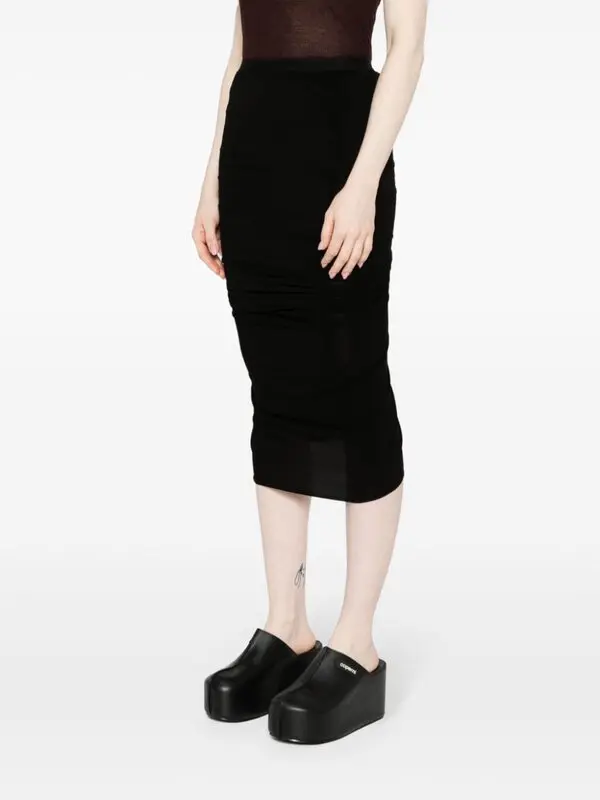 Rick Owens Ruched Midi Skirt