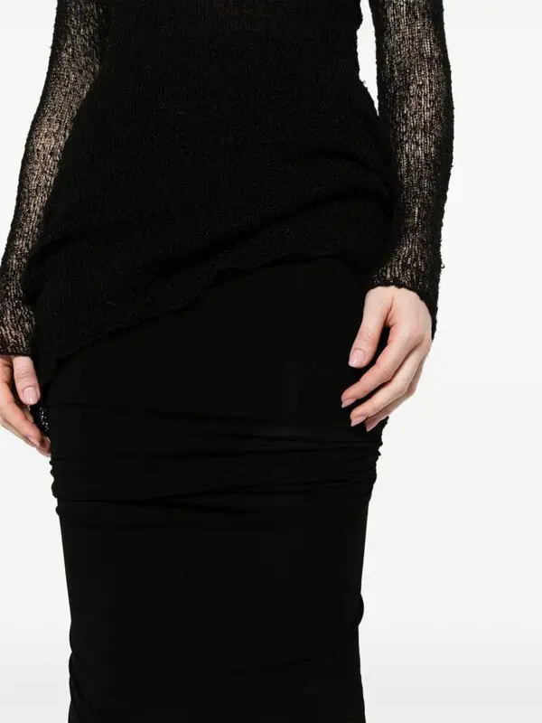 Rick Owens Ruched Midi Skirt