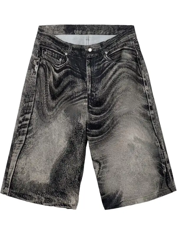 Camper Abstract-print Denim Shorts - Black