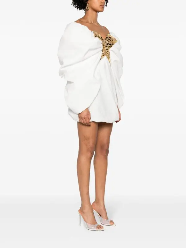 GENNY Off-shoulder Draped Mini Dress