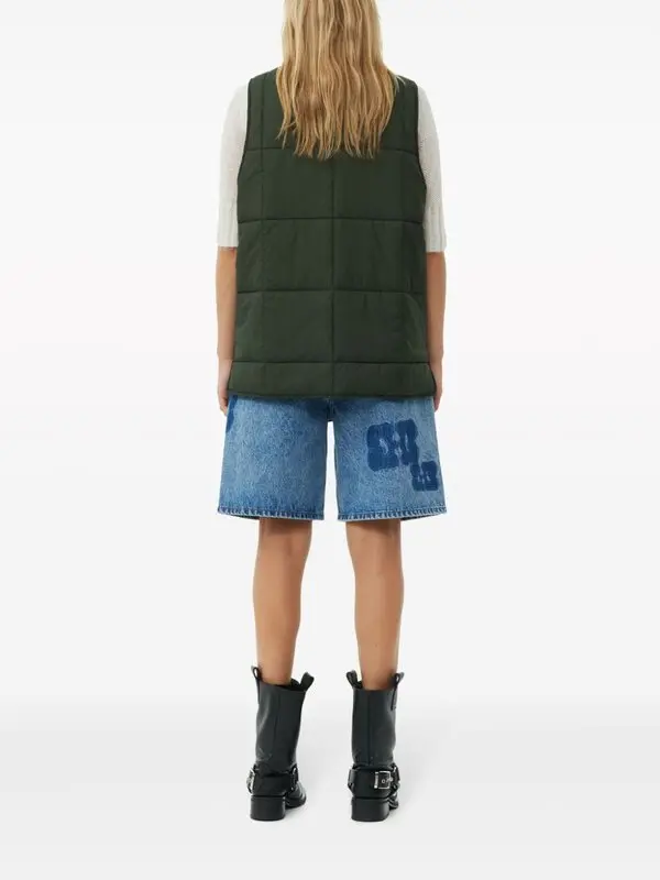 GANNI Button-up Quilted Gilet - Green