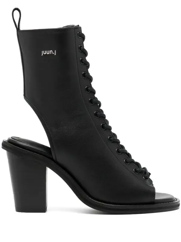 JUUN.J 80mm Open-toe Leather Boots