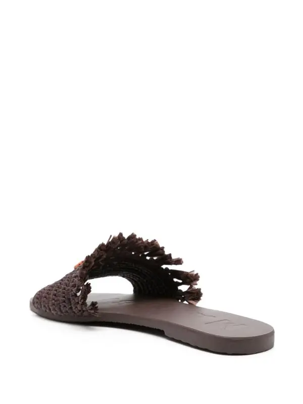 Manebí Raffia Slides - Brown