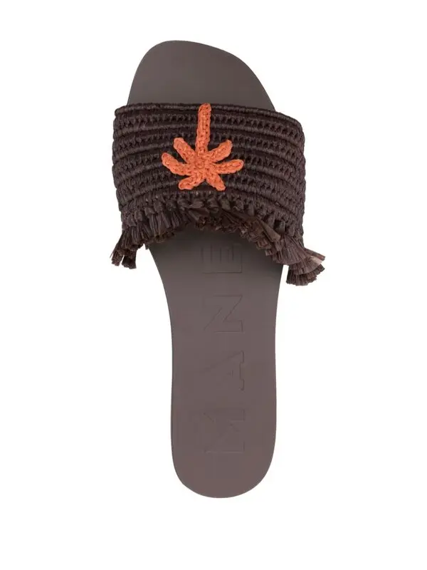 Manebí Raffia Slides - Brown