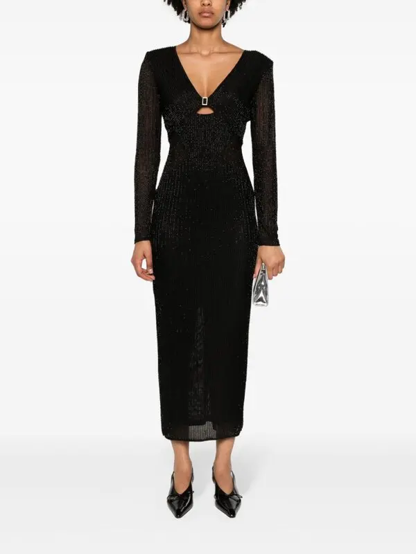 Self-Portrait Beaded Column Maxi Dress In Black - 85% Off | Editorialist