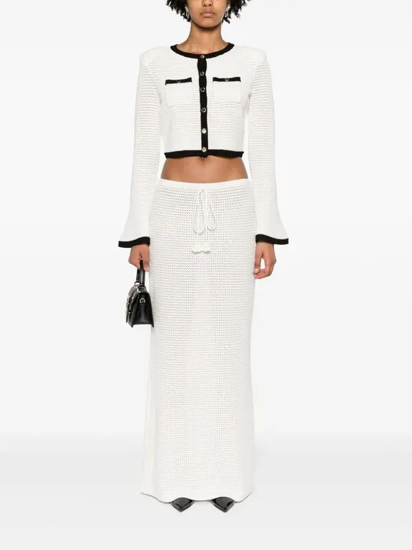 SELF-PORTRAIT Sequinned Pointelle-knit Maxi Skirt