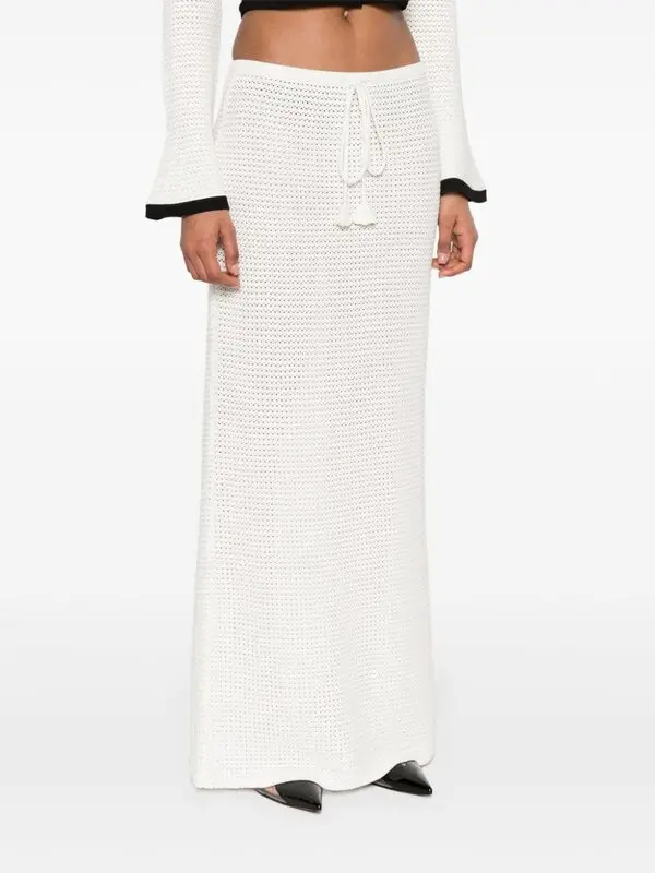 SELF-PORTRAIT Sequinned Pointelle-knit Maxi Skirt