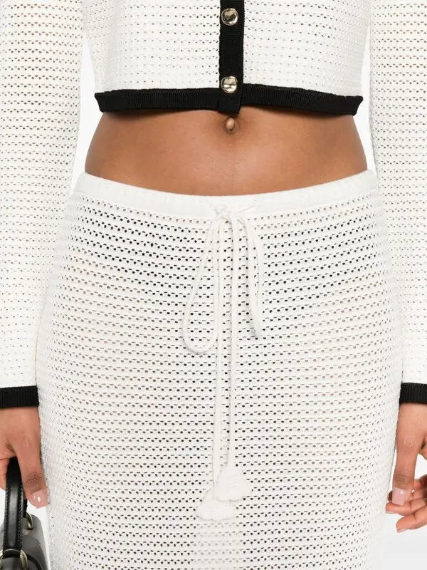 SELF-PORTRAIT Sequinned Pointelle-knit Maxi Skirt