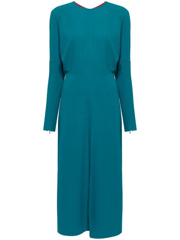 Victoria Beckham Dolman-Sleeves Draped Midi Dress - Green - 58% Off |  Editorialist